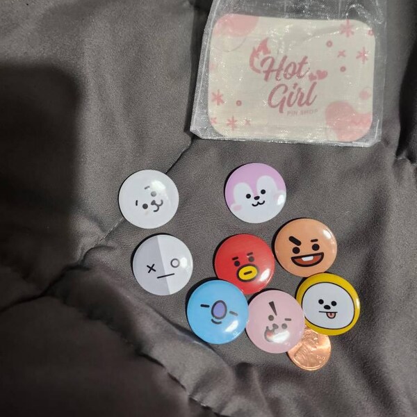 BTS BT21 1" 25mm Mini Button Pin Pack | K-pop | Kpop Pins | Fan Gift ...