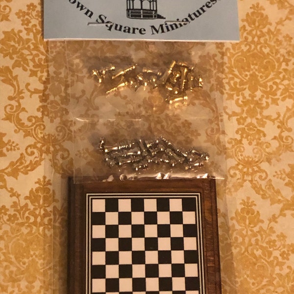 Dollhouse Miniature Chess Set ~ Chess Board ~ Game Room ~ Game ~ 1:12 ...