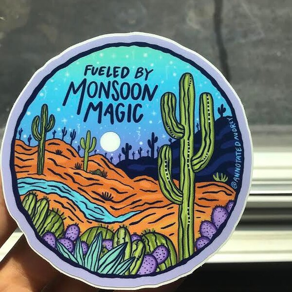 Vinyl Sticker | Fueled by Monsoon Magic Weatherproof Decal Cactus ...