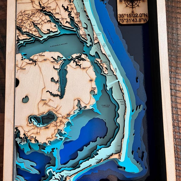 Any Lake or Coastal Map - Made to Order for You! Wood, Hand Painted ...