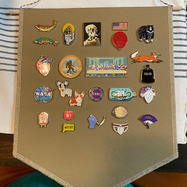 Premium Large Pin Display, Pin Badge Display, Canvas Pennant, Enamel ...