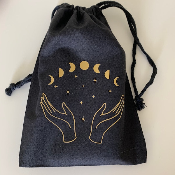 Moon Witch Drawstring Pouch Bag for Tarot Cards, Crystals, Witchy ...