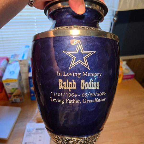 Texas Star Customized Adult Blue Funeral Cremation Urn With ...