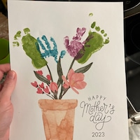 Mothers Day Flower Handprint Art Bundle, Printable | Mom Craft Gift ...