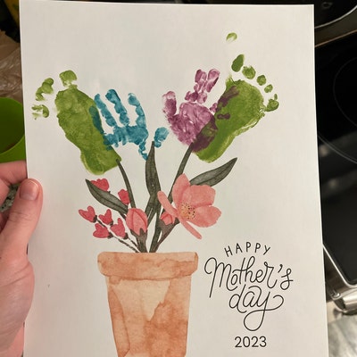 Mothers Day Flower Handprint Art Bundle, Printable Mom Craft Gift From ...