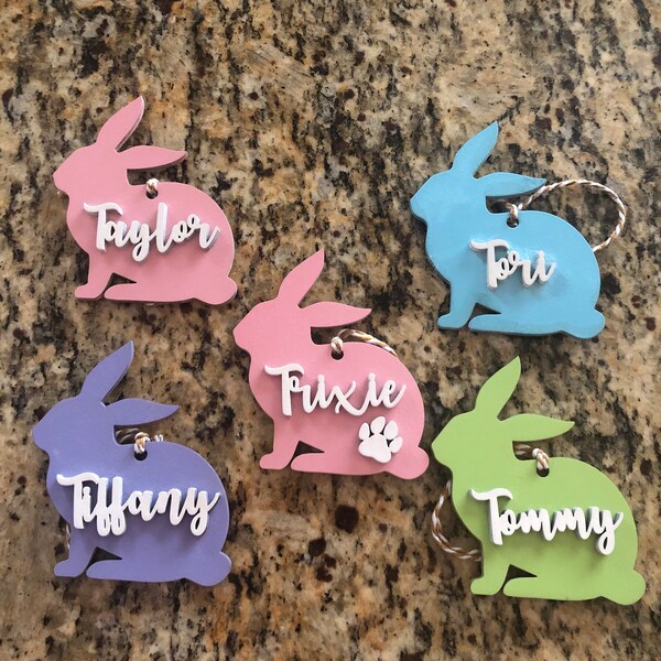 Easter Basket Name Tags / Wooden Bunny Name Tags / Wooden Name Labels ...