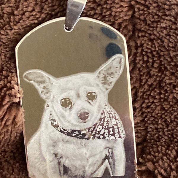 Personalized Photo Dog Tag Custom Engraved Picture Text Necklace ...