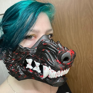 Glowing Cyberpunk Samurai Wolf Mask Samurai Wolf Mask Wolf - Etsy
