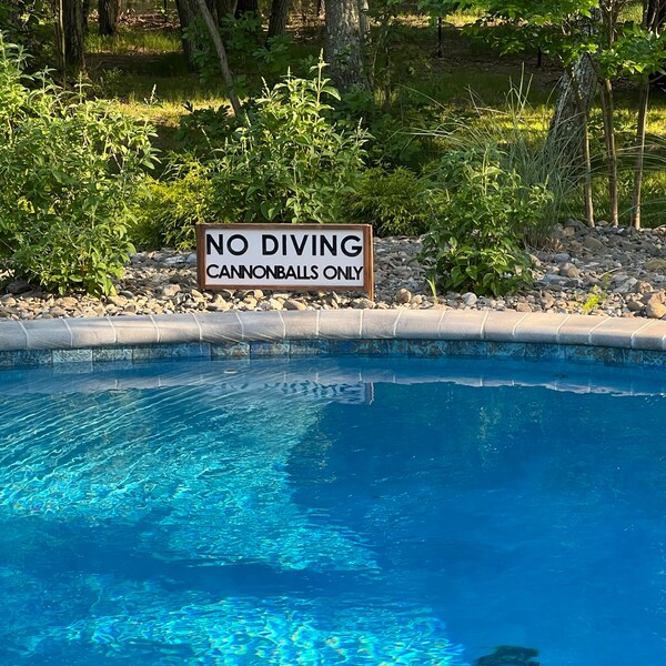 Pool Signs, Pool Rules, Shallow Water, No Diving Sign, Pool Decor ...