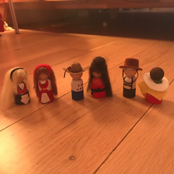 Wooden Peg People, Peg Dad, Unfinished DIY Set of 6 - Etsy