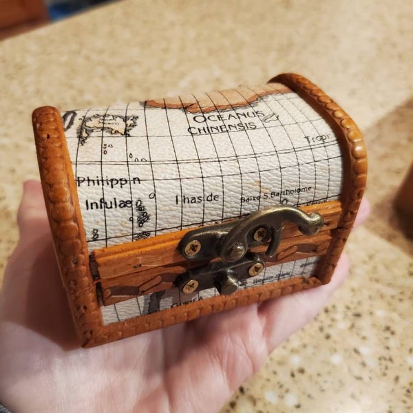 Personalized Wood Treasure Map Chest Box (box Only) - Custom Wooden ...