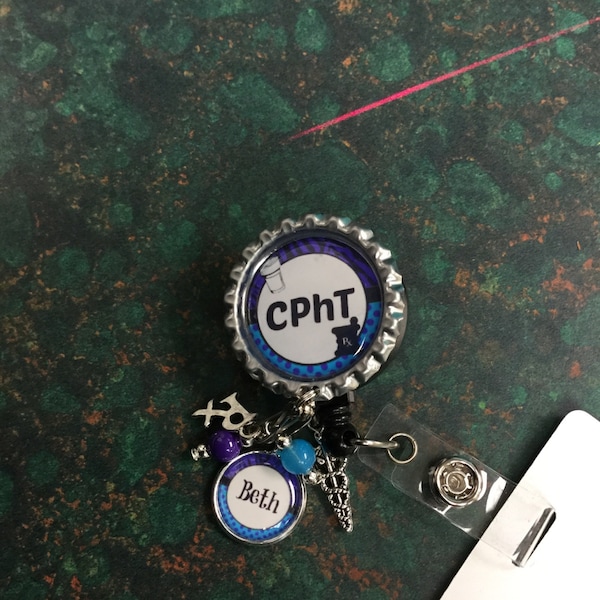 Personalized Pharmacy Tech Badge Reel: Cpht, Custom Charm - Etsy