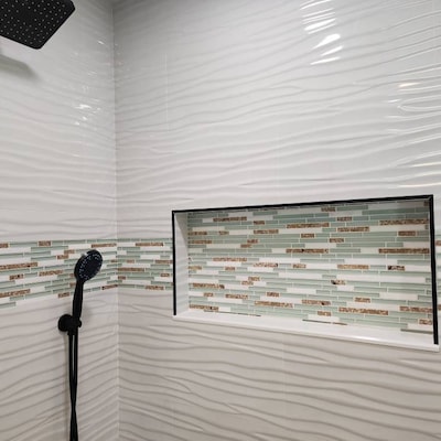 Rose Gold Backsplash Tile Bling Metal and Glass Mosaic Shiny Stainless ...