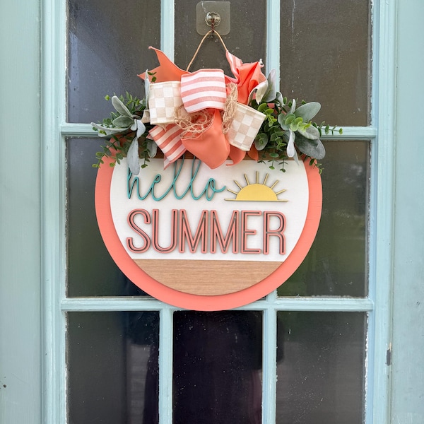 Hello Summer Door Hanger | Front Door Decor | Summer Door Sign | Summer ...