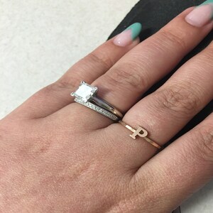 Stackable Initial Ring Monogram Ring Dainty Ring Letter | Etsy