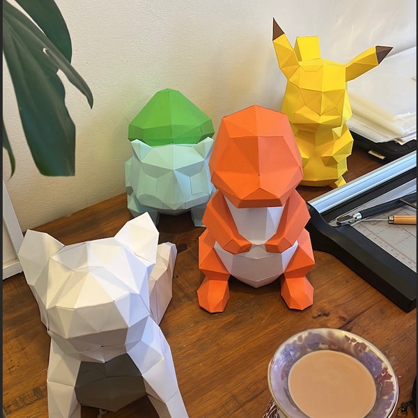 Red Bull Papercraft Template, Abstract Low Poly 3D Origami, Home Decor ...