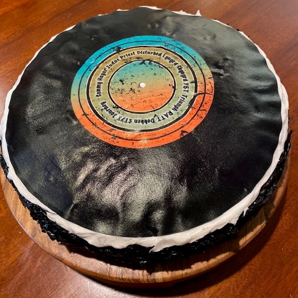 Custom Edible Vinyl Record Cake Topper. LP Edible Image for Round Cakes ...