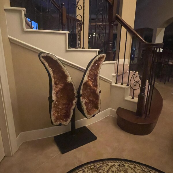 27” Tall Amethyst BUTTERFLY/ ANGEL WINGS Crystal Pair**** Big Cathedral ...