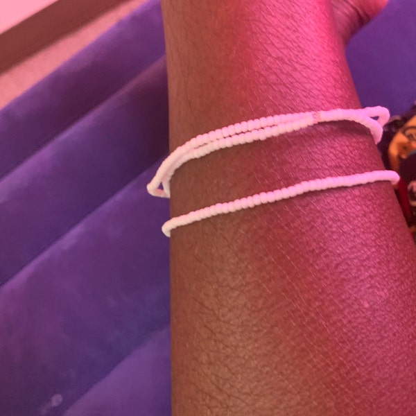 Matte White Seed Bead Anklets, Boho Anklets, White Anklets, Beach ...