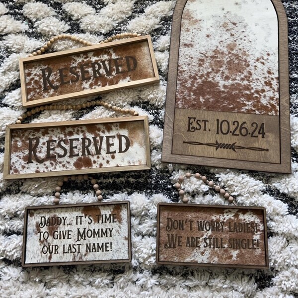 Branding Cowhide Framed Sign Floral & Rope Cowhide Sign Customizable ...