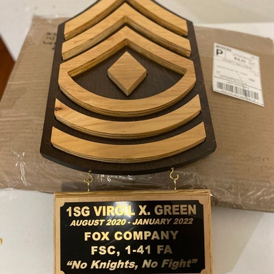 First Sergeant Hanging Wall Plaque 1SG Wood Cutout With Inscription ...