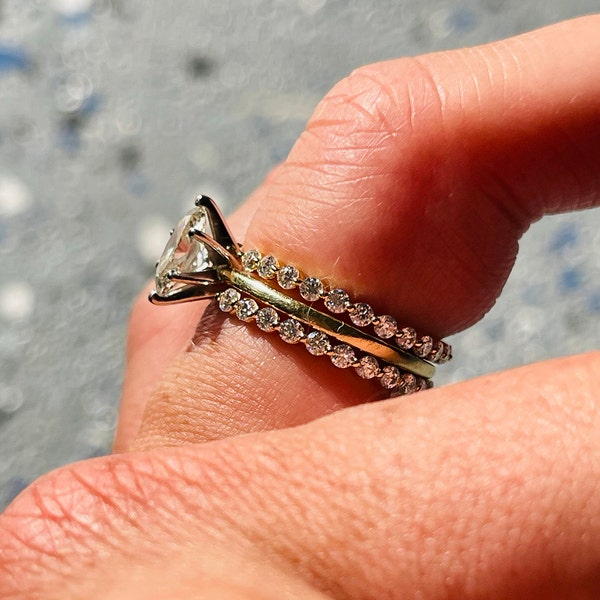 Open Wedding Band Colorless Moissanite Open Wedding Band Bubble Prong ...