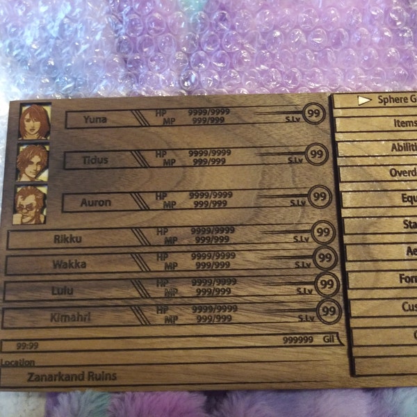 Custom Wooden Final Fantasy X Menu Screen With Characters You Can Pick ...