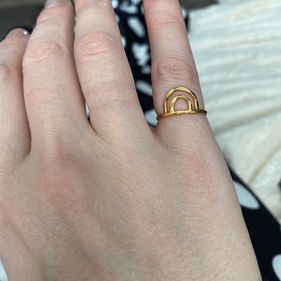 14k Gold Filled Rainbow Ring for Girls, Double Arch Ring, Dainty ...