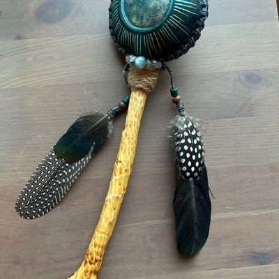 Vegvisir Shamanic Rattle. Unique Leather Maracas. Shamanic Tool ...
