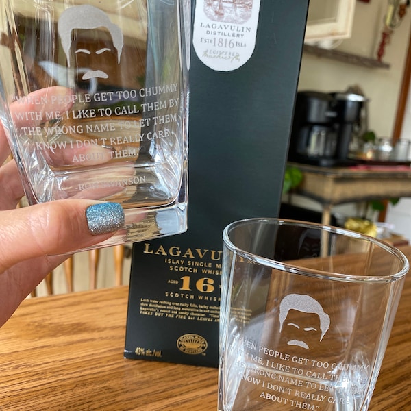 Ron Swanson - "when People Get Too Chummy" - D.O.F Whiskey Glass ...