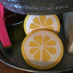 Set of 2 Wooden Lemon Slices Lemon Tiered Tray Decor Wood Lemon Slice ...