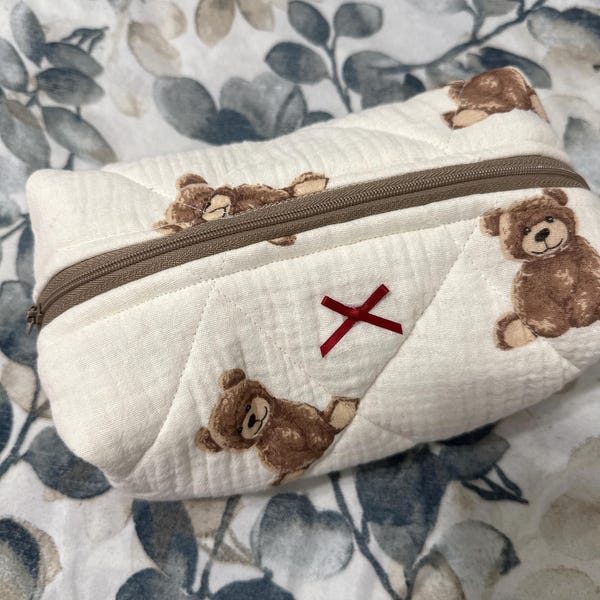 Teddy Makeup Bag, Christmas Gift for Her, Cute Cosmetic Bag, Aesthetic ...