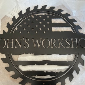 Custom American Flag Workshop Sign Metal Shop Sign Free - Etsy