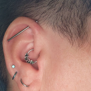 14g Blue Bubble Opal Planet Industrial Barbell Industrial - Etsy