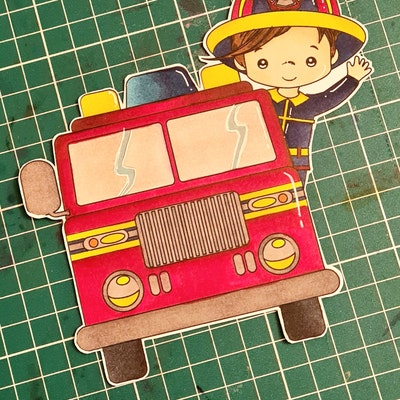 Firefighter Digital Stamps. Cute Fire Truck, Fire, Ladder, Water ...