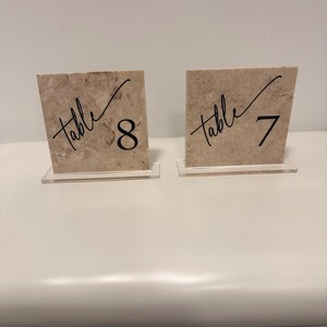 3D Marble Stone Table Numbers Wedding Unique Signage Custom Layered ...