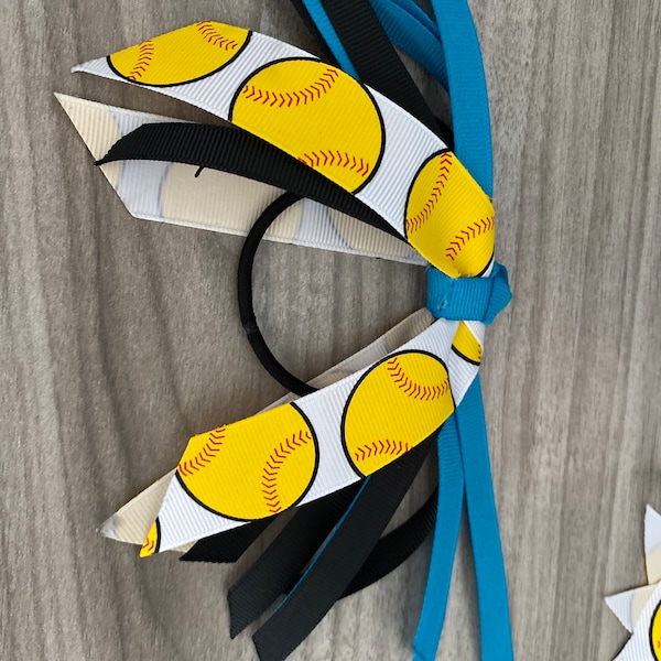 Team Streamers, Softball Bow, Sports Bows, Softball Team Hair Bows ...