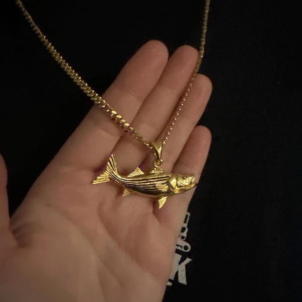 14k Gold Vermeil Redfish V.2 Necklace, Redfish in Action Charm, Red ...