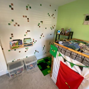 Pixel Block Square Wall Sticker Minecraft Inspired Sticker Gamer Wall ...