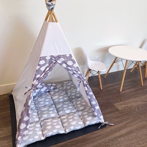 Teepee for Kids Customized From Cotton Plain Gray, Teepee Tent for ...