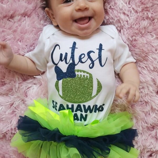 Cutest Seahawks Fan Football Bodysuit Outfit for Baby Girl - Etsy