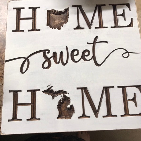Home Sweet Home Two States Sign, Different States, Long Distance Gift ...