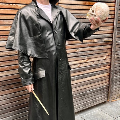 Long Leather Trench Coat Duster Steampunk Victorian Fantasy Style - Etsy