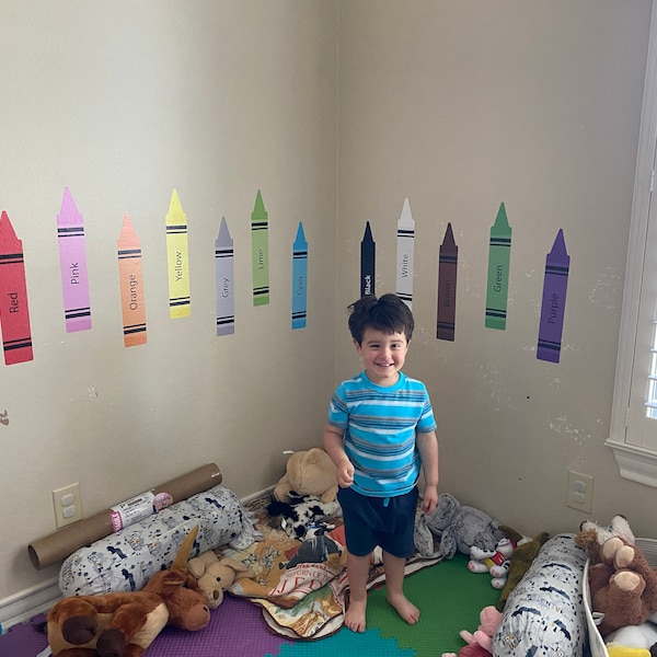 Crayon Wall Decals, Peel and Stick Decal, Reusable Wall Decal, Set of ...