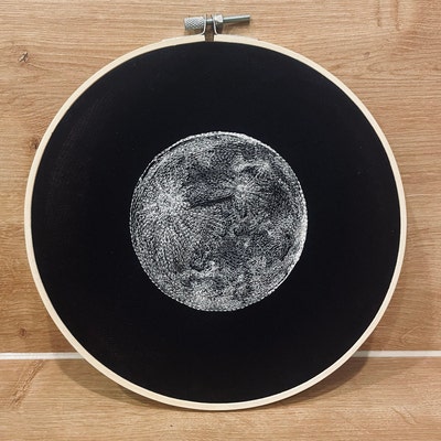Moon Realistic Machine Embroidery Design for Dark Fabrics Space Moon ...