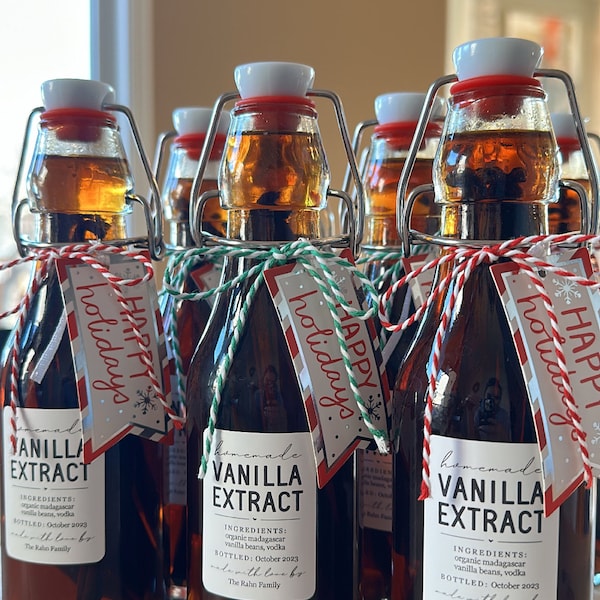 Homemade Vanilla Extract Labels With Instructions - Set of 18 Front and ...