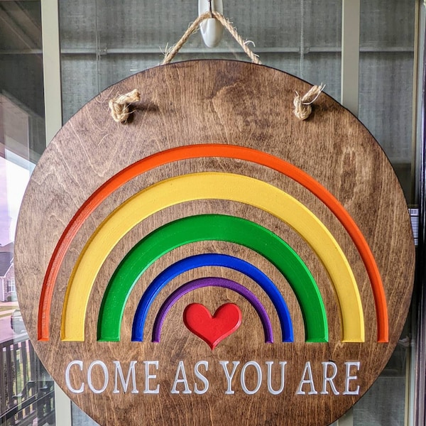 Come as You Are Door Hanger / Rainbow Door Decor / Rainbow / LGBTQIA+ ...