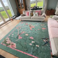Hand Tufted Rug Hand Tuft Tufted Wool Silk Anthea Floral Designer ...