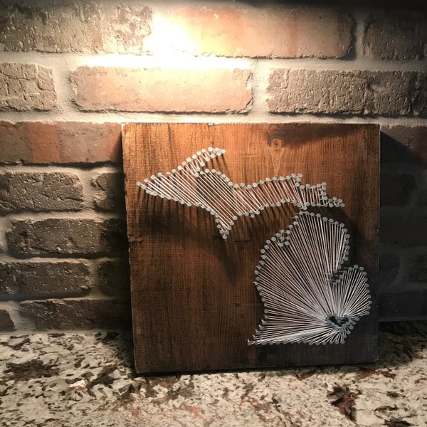 Michigan String Art, Michigan Decor, State String Art, Michigan Nail ...
