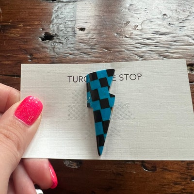 Kingman Turquoise Lightning Bolt Cabochon - Etsy